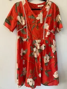 Roolee | Dresses | Roolee Womens Red Floral Magnolia Linen Dress | Poshmark